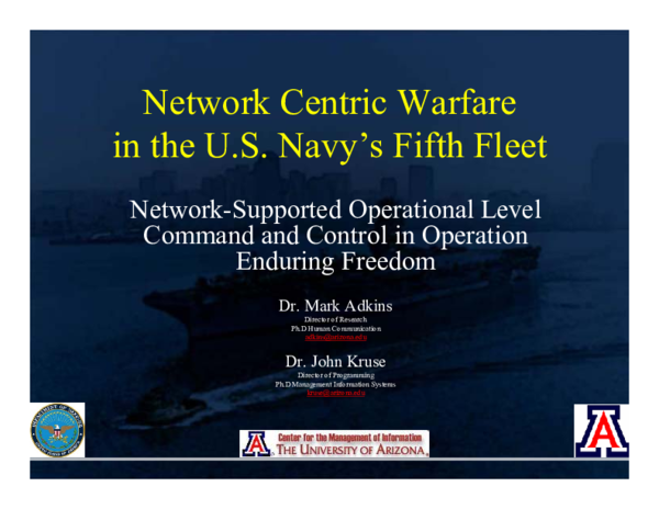 (PDF) Network Centric Warfare in the U.S. Navy's Fifth Fleet