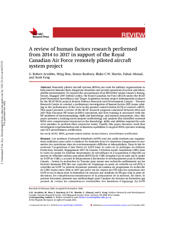 (PDF) A review of human factors research performed from 2014 to 2017 in ...
