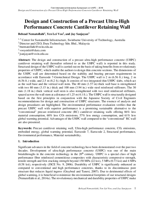 (PDF) Design and Construction of Precast Ultra-High Performance ...