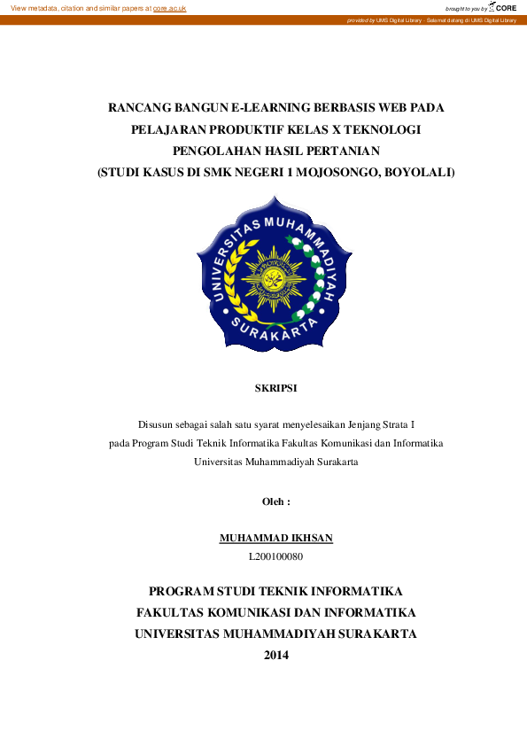 (PDF) Rancang Bangun E-Learning Berbasis Web Pada Pelajaran Produktif Kelas X Teknologi ...