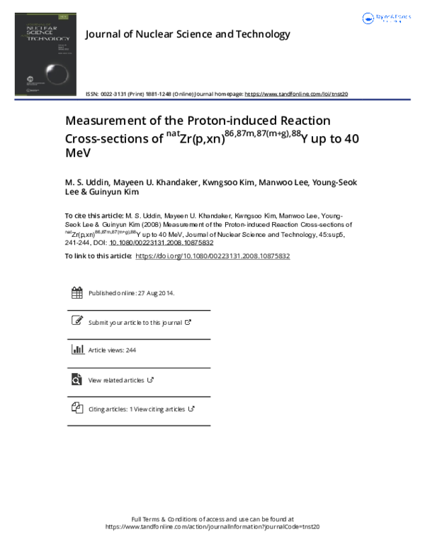 (PDF) Measurement of the Proton-induced Reaction Cross-sections ofnatZr ...