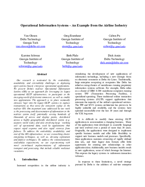 (PDF) Operational information systems: an example from the airline industry