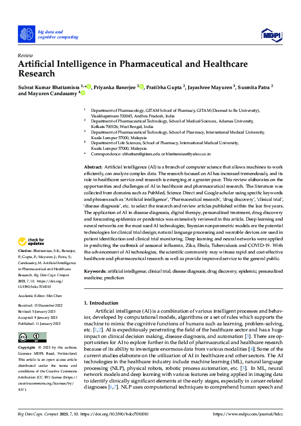 (PDF) Artificial Intelligence in Pharmaceutical and Healthcare Research