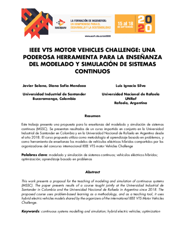 (PDF) Ieee VTS Motor Vehicles Challenge: Aprendizaje Basado en ...
