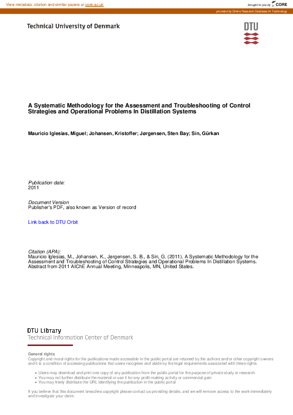 (PDF) A Systematic Methodology for the Assessment and Troubleshooting ...