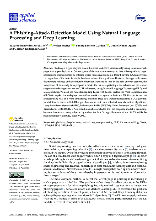(PDF) A Phishing-Attack-Detection Model Using Natural Language Processing and Deep Learning