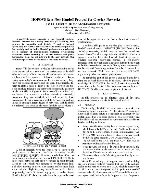 (PDF) HOPOVER: a new handoff protocol for overlay networks