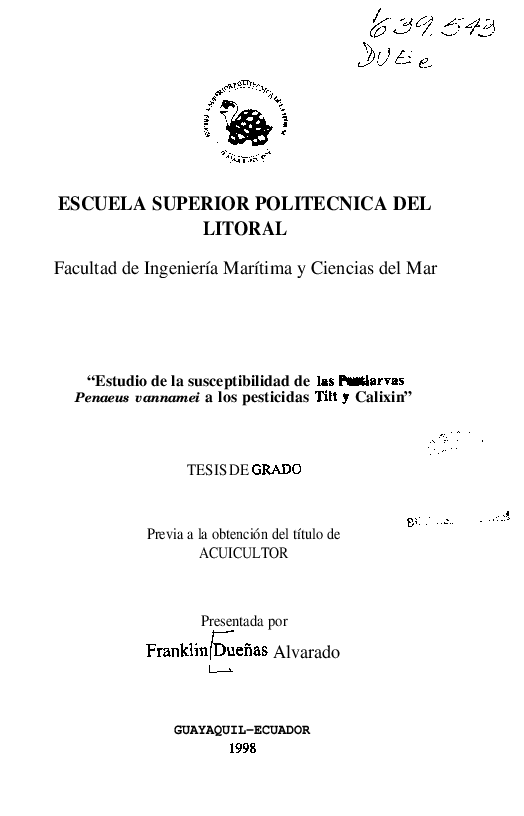 (PDF) Estudio de la susceptibilidad de las postlarvas penaeus vannamei ...
