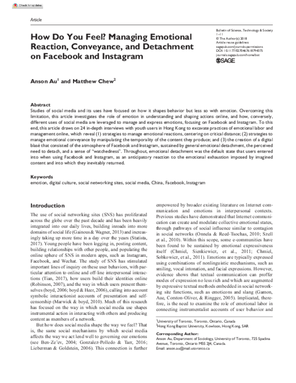 (PDF) How Do You Feel? Managing Emotional Reaction, Conveyance, and ...