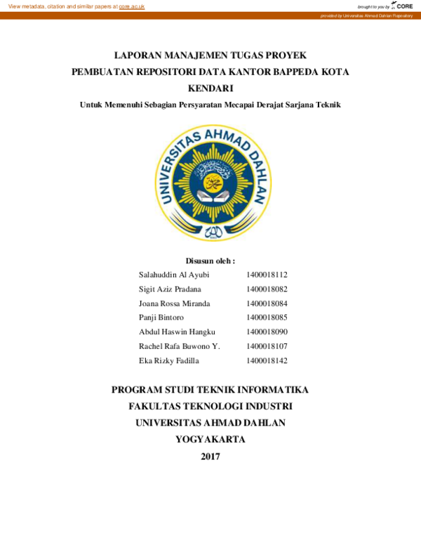 (PDF) Laporan Manajemen Tugas Proyek Pembuatan Repositori Data Kantor ...