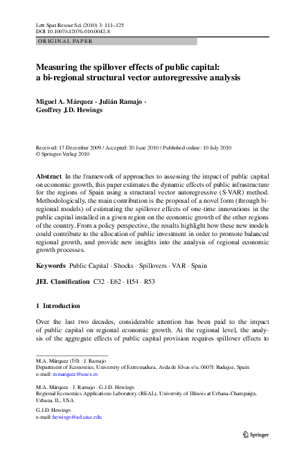 (PDF) Measuring the spillover effects of public capital: a bi-regional ...