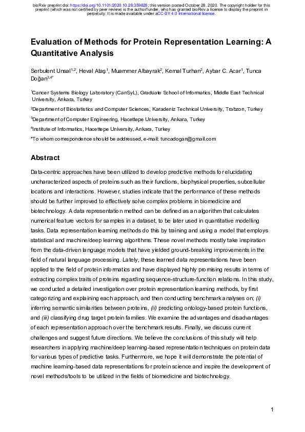 (PDF) Evaluation of Methods for Protein Representation Learning: A ...