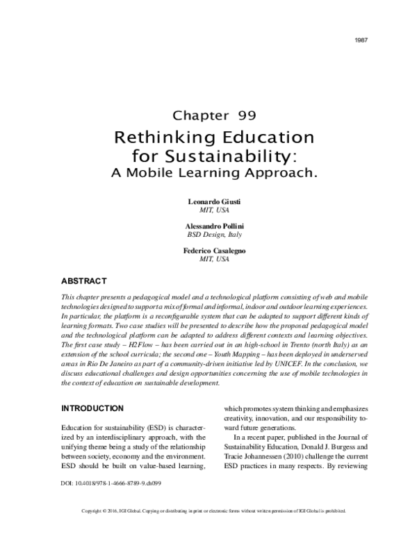 (PDF) Rethinking Education for Sustainability