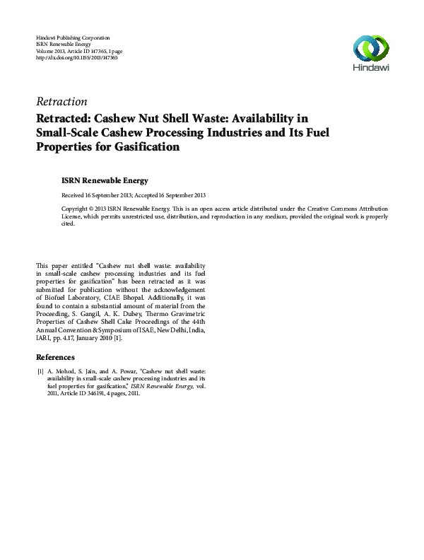 (PDF) Cashew Nut Shell Waste: Availability in Small-Scale Cashew ...
