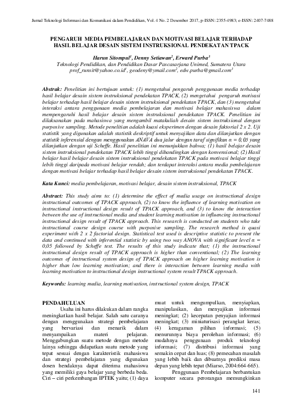 (PDF) Pengaruh Media Pembelajaran Dan Motivasi Belajar Terhadap Hasil Belajar Desain Sistem ...