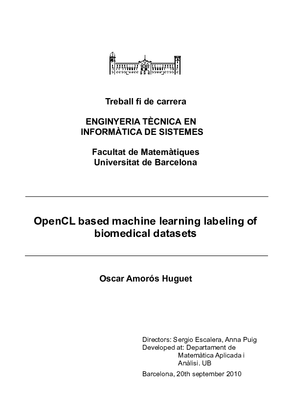 Pdf Opencl Based Machine Learning Labeling Of Biomedical Datasets Oscar Uribe Amoros
