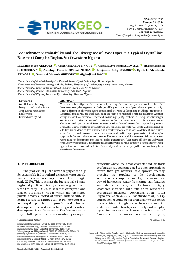 (PDF) Groundwater Sustainability and the Divergence of Rock Types in a ...