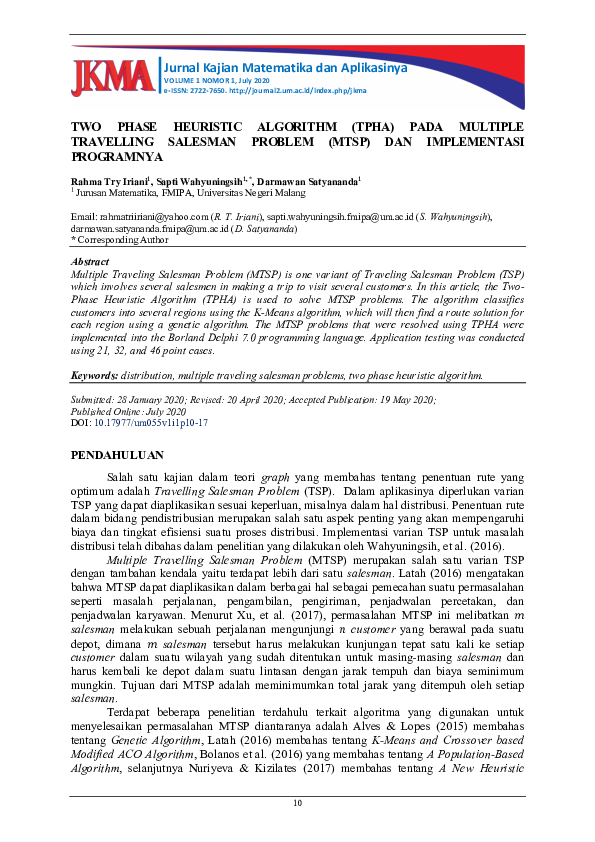 (PDF) Two Phase Heuristic Algorithm (Tpha) Pada Multiple Travelling ...