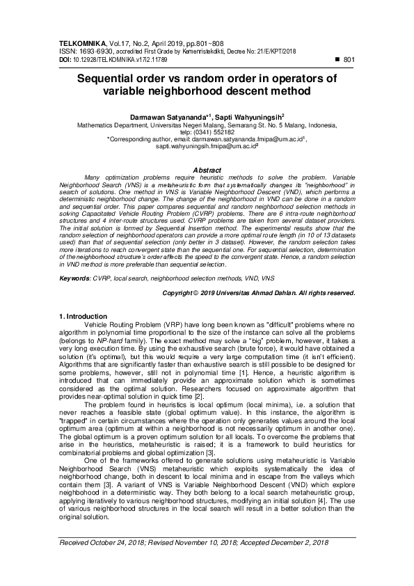 Pdf Sequential Order Vs Random Order In Operators Of Variable