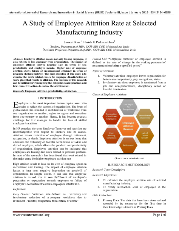 (PDF) A Study of Employee Attrition Rate at Selected Manufacturing Industry
