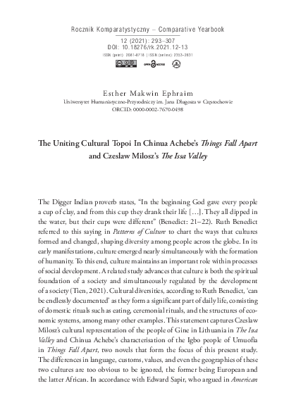 (PDF) The Uniting Cultural Topoi In Chinua Achebe’s Things Fall Apart ...