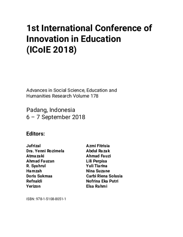 (PDF) 1st International Conference of Innovation in Education