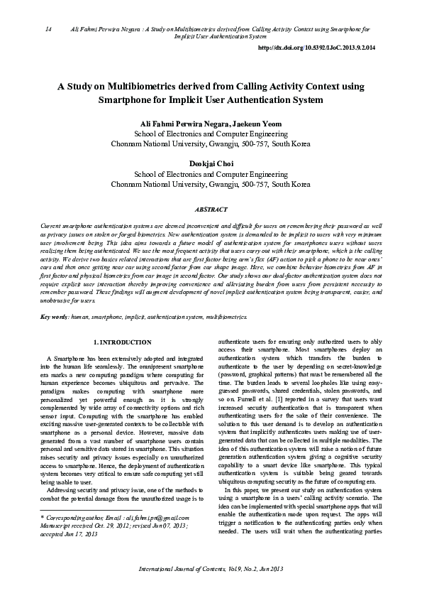 (PDF) A Study on Multibiometrics derived from Calling Activity Context using Smartphone for ...