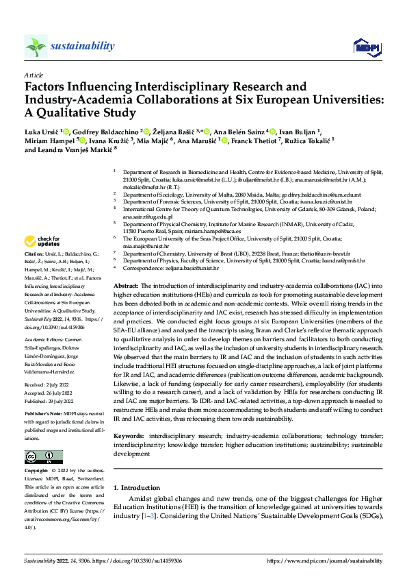 (PDF) Factors Influencing Interdisciplinary Research and Industry ...