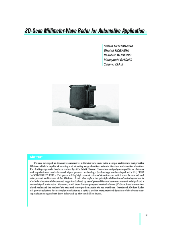 (PDF) 3D-Scan Millimeter-Wave Radar for Automotive Application