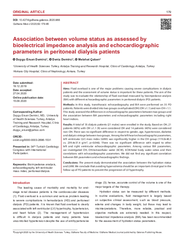 (PDF) Association between volume status as assessed by bioelectrical ...
