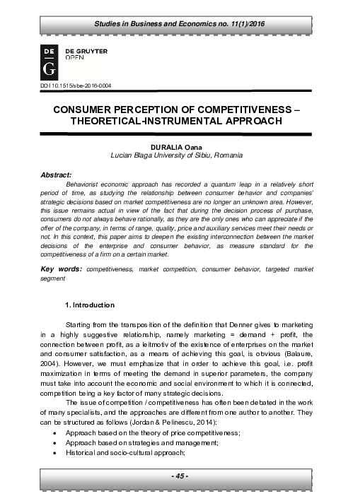 (PDF) Consumer Perception of Competitiveness – Theoretical-Instrumental Approach