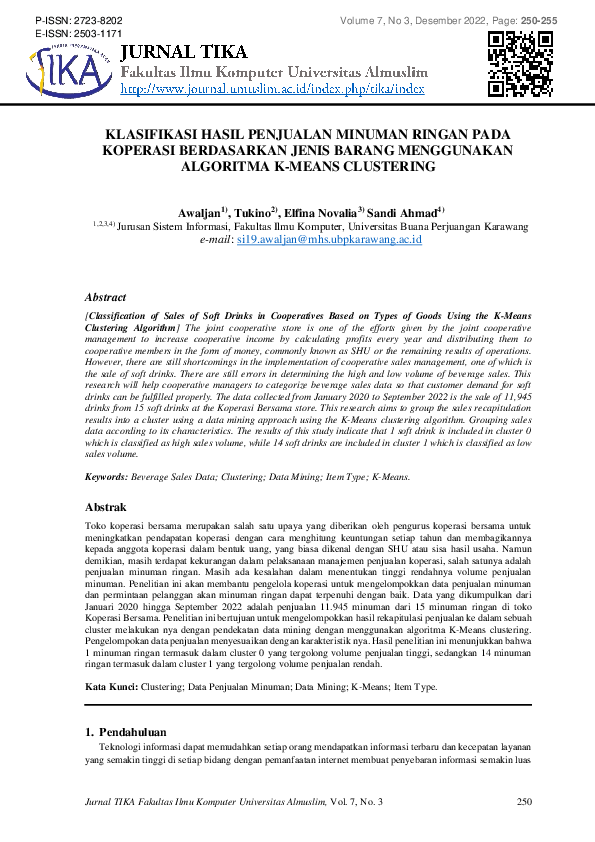 (PDF) Klasifikasi Hasil Penjualan Minuman Ringan Pada Koperasi ...