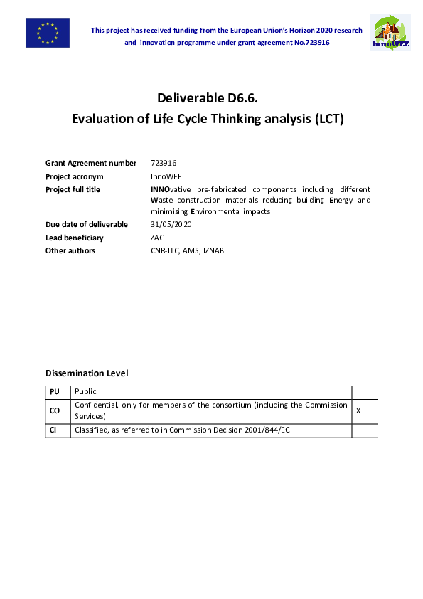 (PDF) D6.6 Evaluation of Life Cycle Thinking analysis (LCT)
