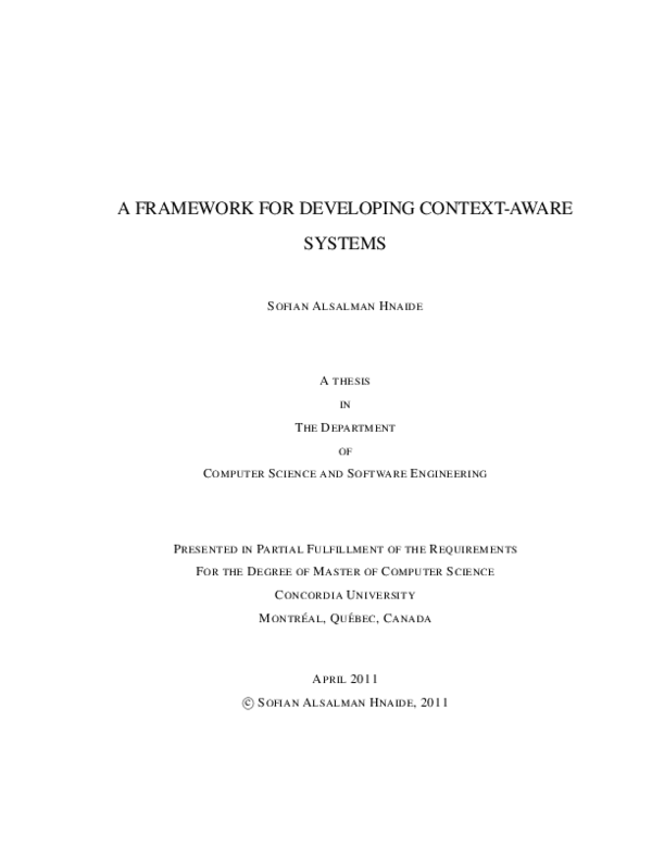 Pdf A Framework For Developing Context Aware Systems