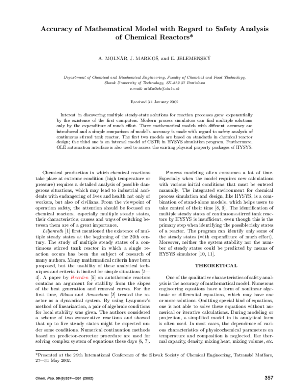 (PDF) Accuracy of Mathematical Model with Regard to Safety Analysis of ...