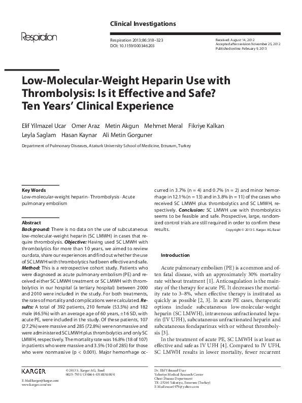 (PDF) Low-Molecular-Weight Heparin Use with Thrombolysis: Is it ...