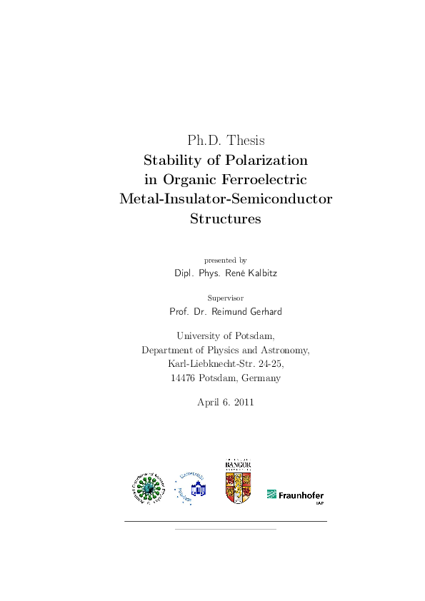 (PDF) Stability of polarization in organic ferroelectric metal-insulator-semiconductor structures