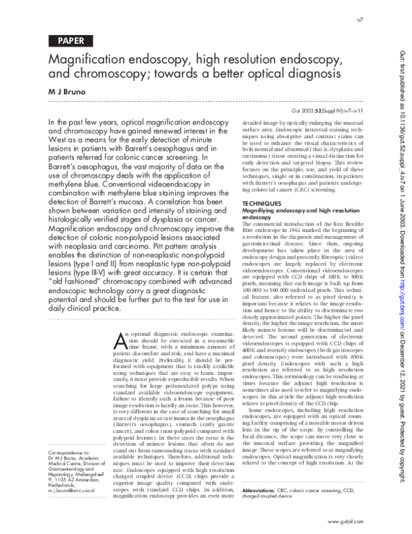 (PDF) Magnification endoscopy, high resolution endoscopy, and ...