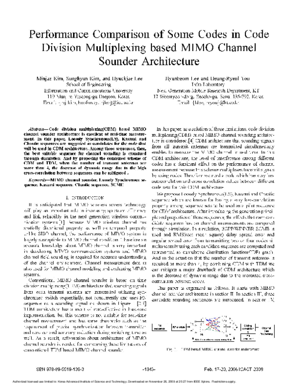 (PDF) Performance Comparison of Some Codes in Code Division Multiplexing based MIMO Channel ...