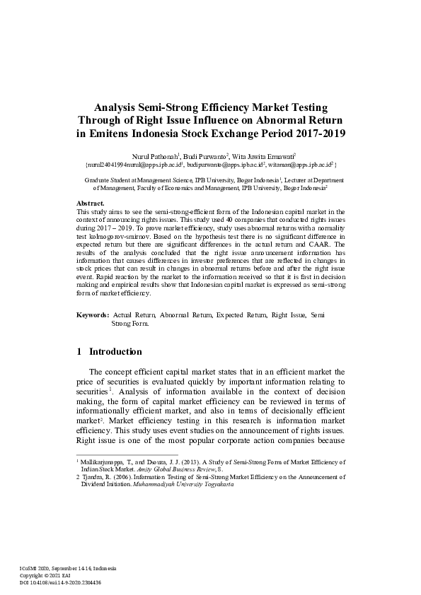 (PDF) Analysis Semi-Strong Efficiency Market Testing Through of Right ...