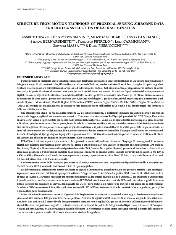 (PDF) Structure from Motion technique of proximal-sensing airborne data for 3D reconstruction of ...