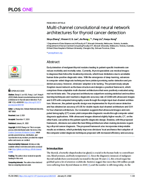 (PDF) Multi-channel convolutional neural network architectures for thyroid cancer detection