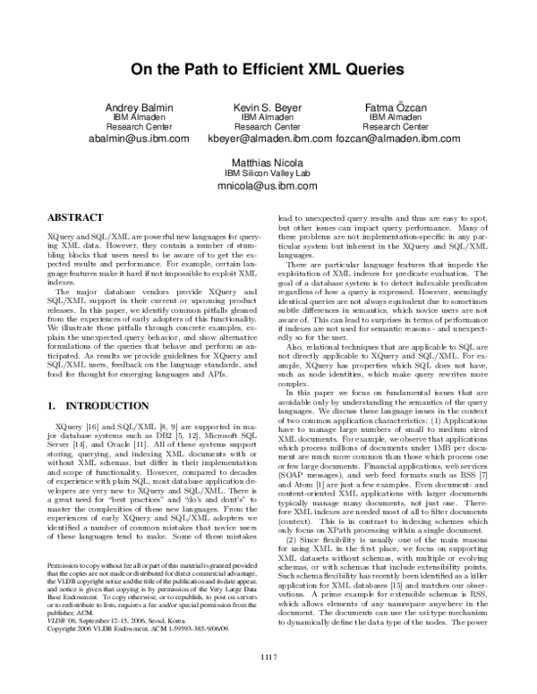(PDF) On the path to efficient XML queries