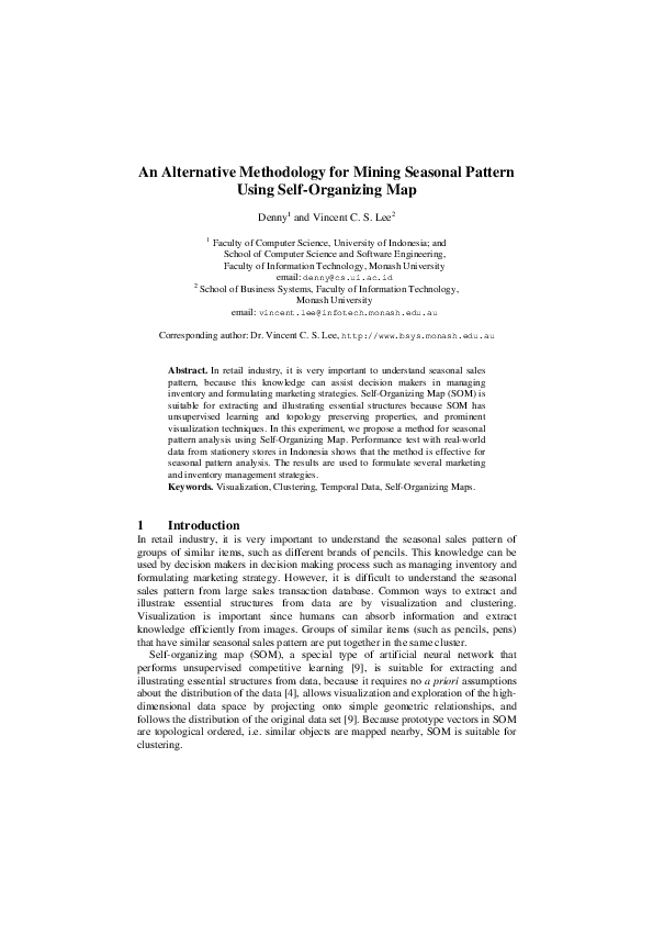(PDF) An Alternative Methodology for Mining Seasonal Pattern Using Self-Organizing Map