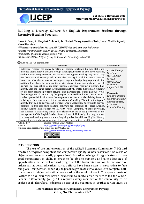 (PDF) Building a Literacy Culture for English Department Student ...