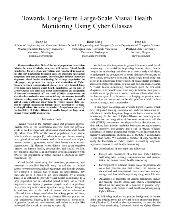 (PDF) Towards Long-Term Large-Scale Visual Health Monitoring Using ...