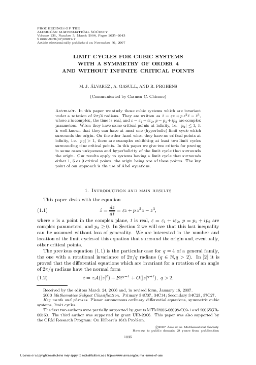 (PDF) Limit cycles for cubic systems with a symmetry of order 4 and ...