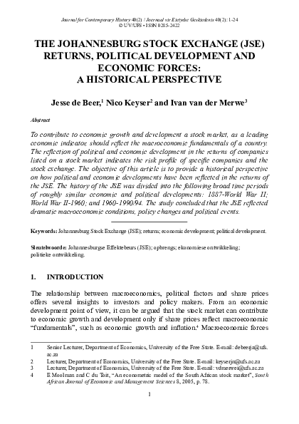 (PDF) The Johannesburg stock exchange (JSE) returns, political ...