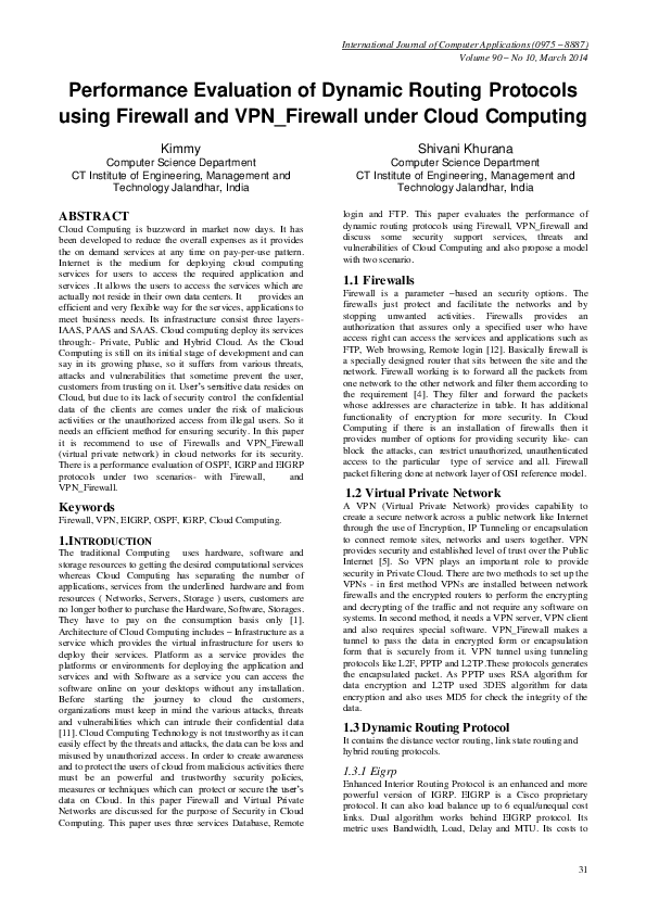Pdf Performance Evaluation Of Dynamic Routing Protocols Using