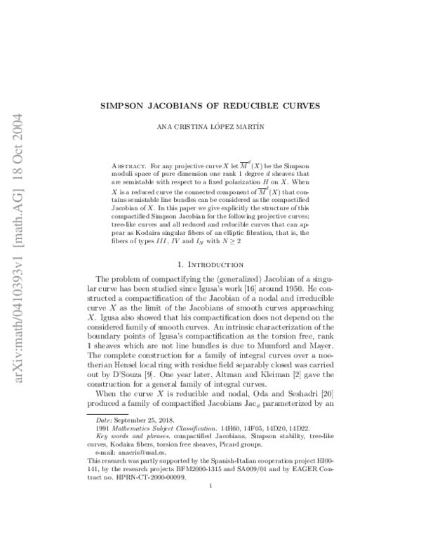 (PDF) Simpson Jacobians of reducible curves